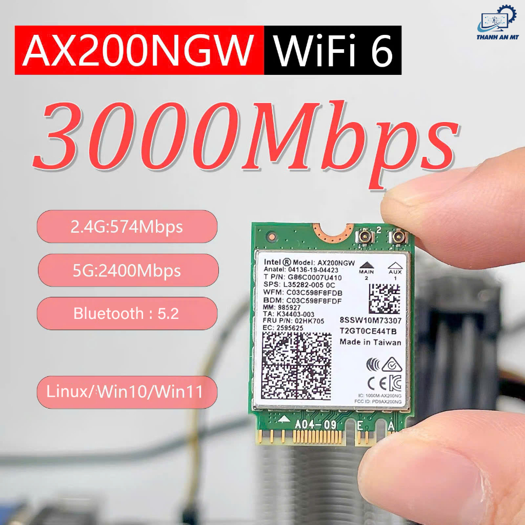 Card Wifi 6 Intel AX 200 chính hãng băng tần 2.4 + 5Ghz Bluetooh 5.2 ...