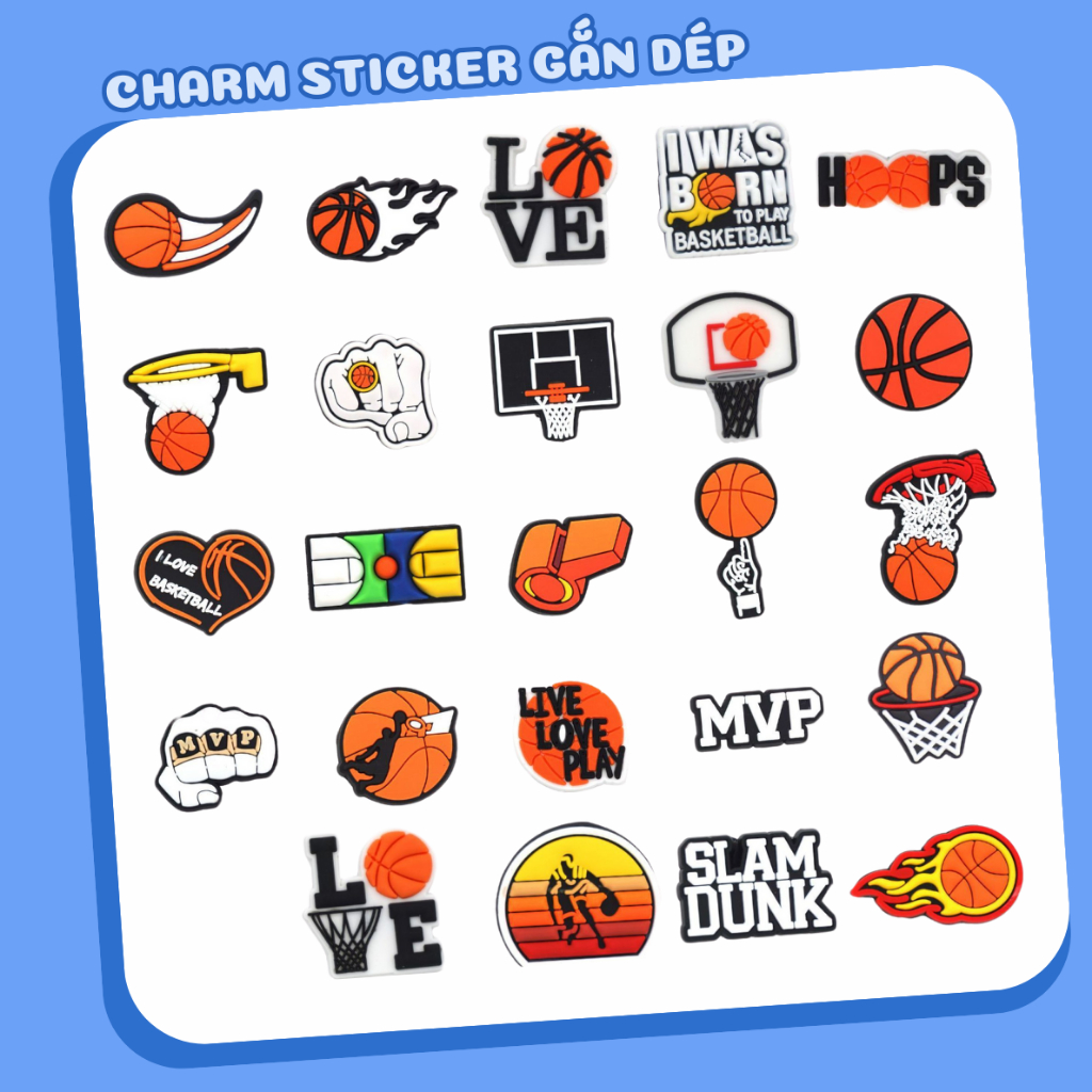 Charm gắn dép cross, sticker dép sục mẫu C22 bóng rổ | Shopee Việt Nam