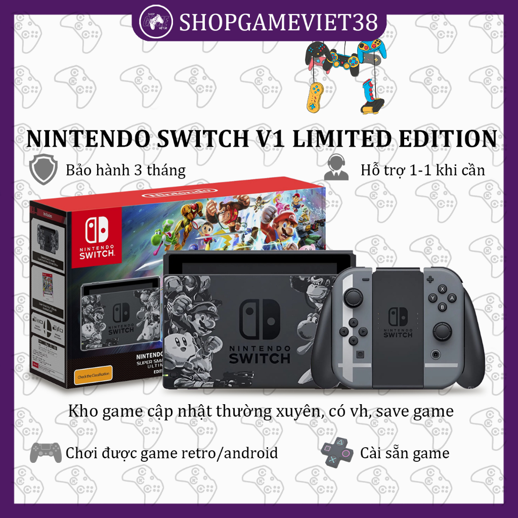 Nintendo Switch V1 Super Smash Bros kèm phụ kiện - cài sẵn game bộ nhớ ...