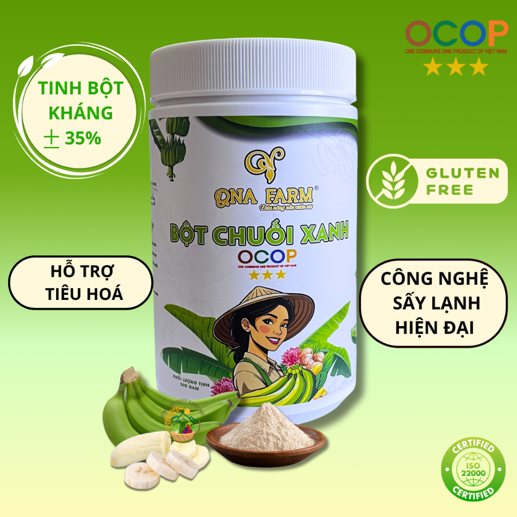 Bột Chuối Xanh OCOP 3 Sao QNA Farm, Sấy Lạnh, Giàu Tinh Bột Kháng 500g ...