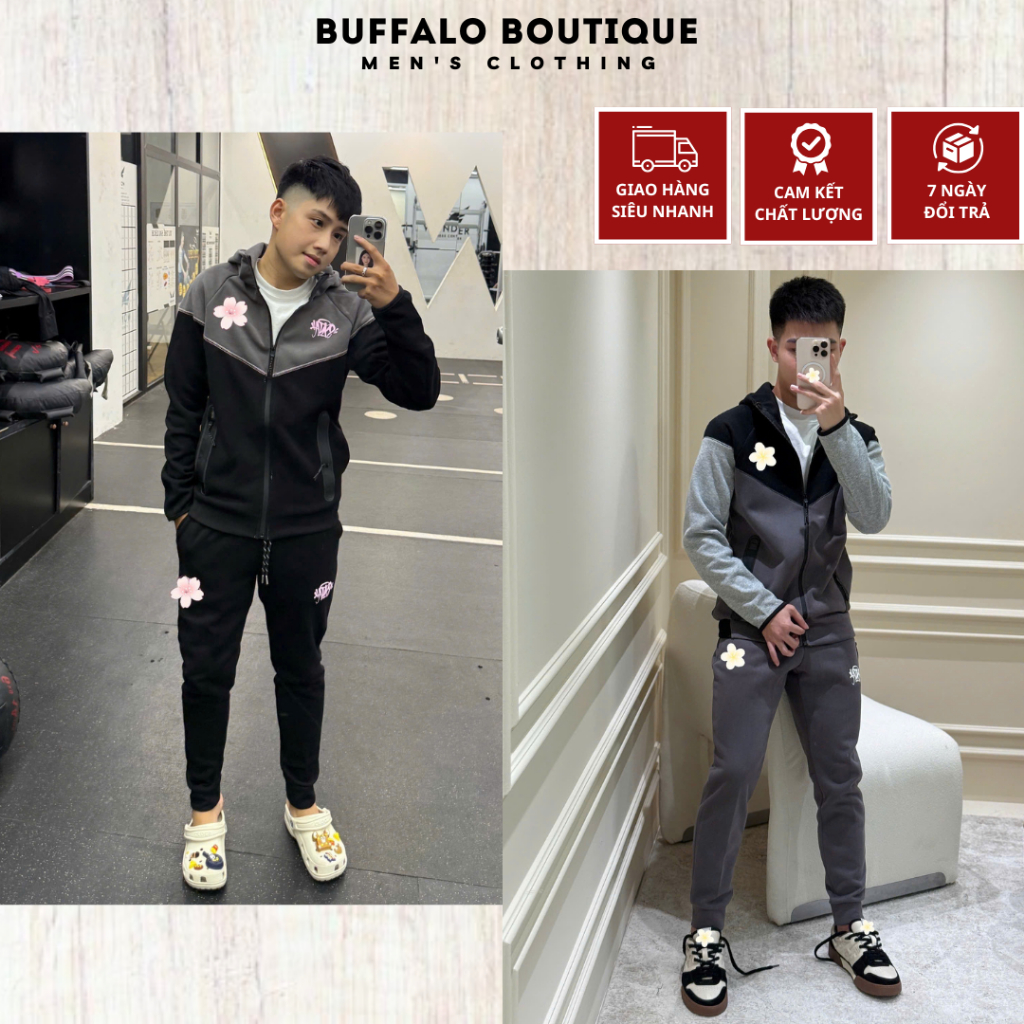 Bộ Quần Áo Nam Mùa Đông Loaei Teck In Logo Hồng Siêu Đẹp - Bộ Hoodie ...