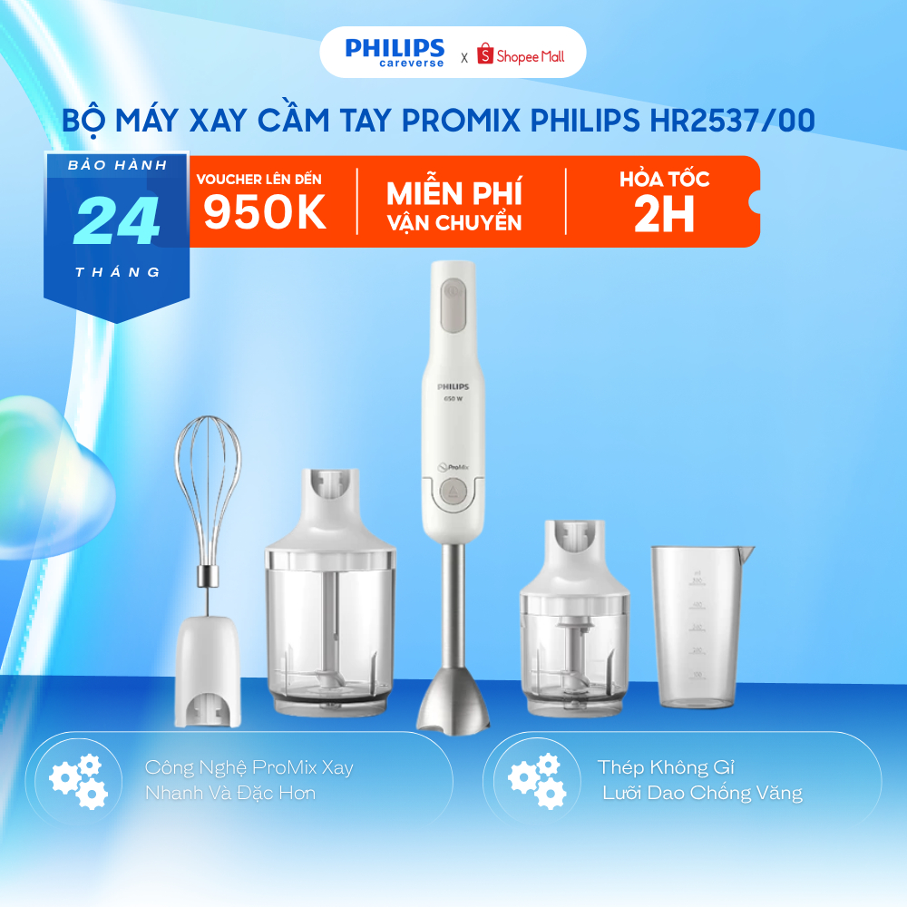 Bộ Máy Xay Sinh Tố Cầm Tay Philips Đa Năng HR2537 650W - Xay Nhanh Sinh ...