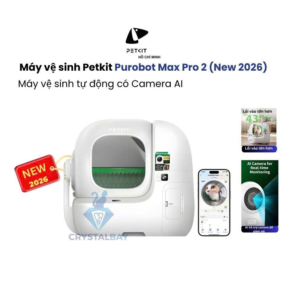 (NEW 2026) Máy Vệ Sinh Tự Động Cho Mèo PETKIT Purobot Max Pro - Camera ...