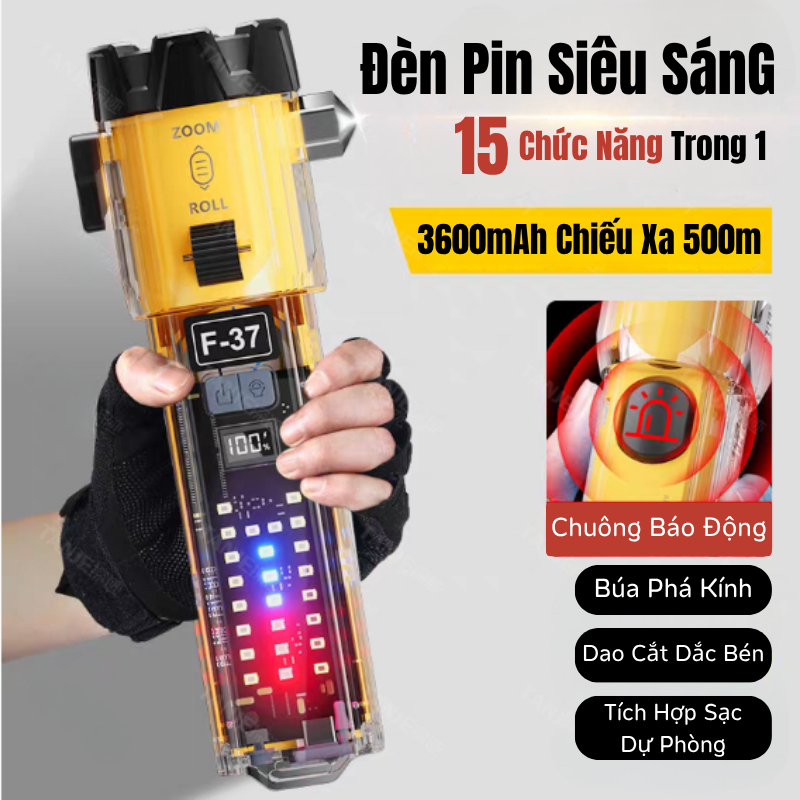 Đèn Pin Đa Năng F37 Dung Lượng 3600mAh Chiếu Sáng Tốt, Tích Hợp Sạc Dự ...