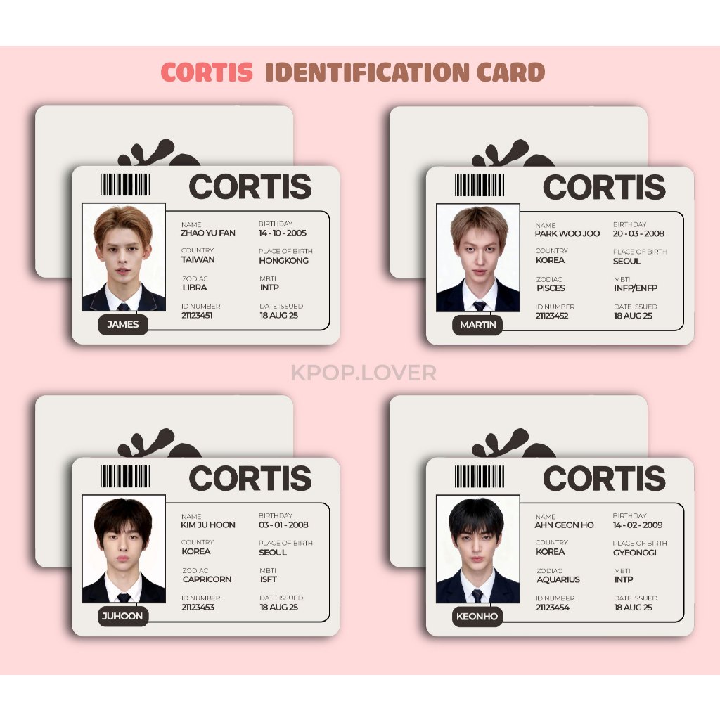 ID CARD CORTIS ( card giấy) - Martin, James, Keonho, Junhoo, SeongHyeon ...