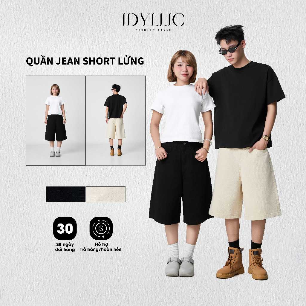 Quần Jean Lửng , Ống Rộng Nam Nữ Che Khuyết Điểm – Denim Kaki Đứng Form ...