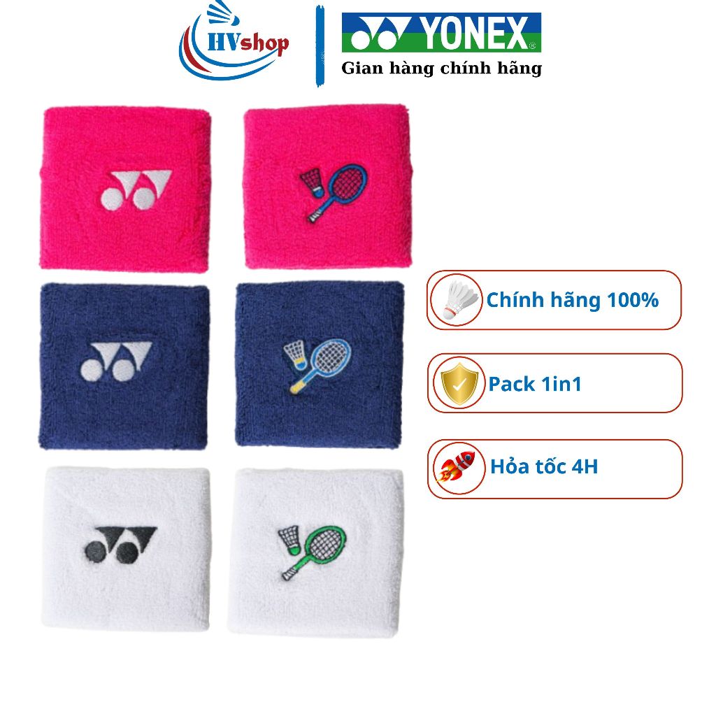 Băng chặn mồ hôi cổ tay Yonex Y024-08514 chính hãng, pack 1in1, thấm ...