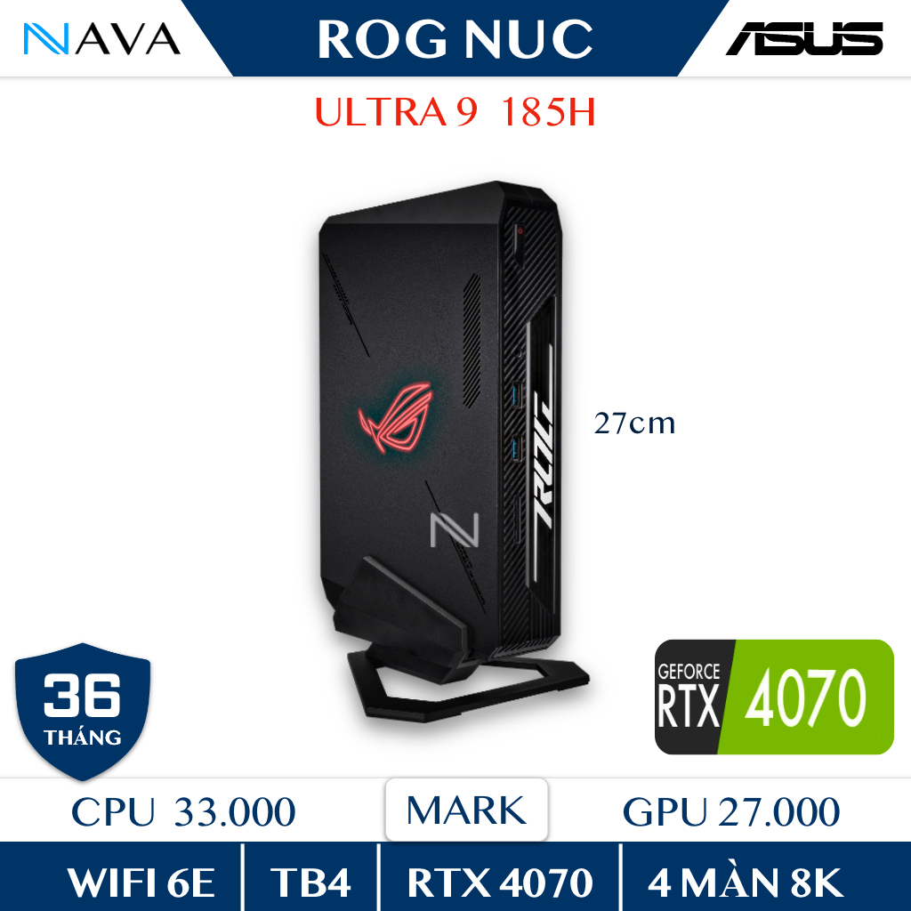 ASUS ROG NUC 970 Mini PC Intel Core Ultra 9 185H, RTX 4070, DDR5 ...