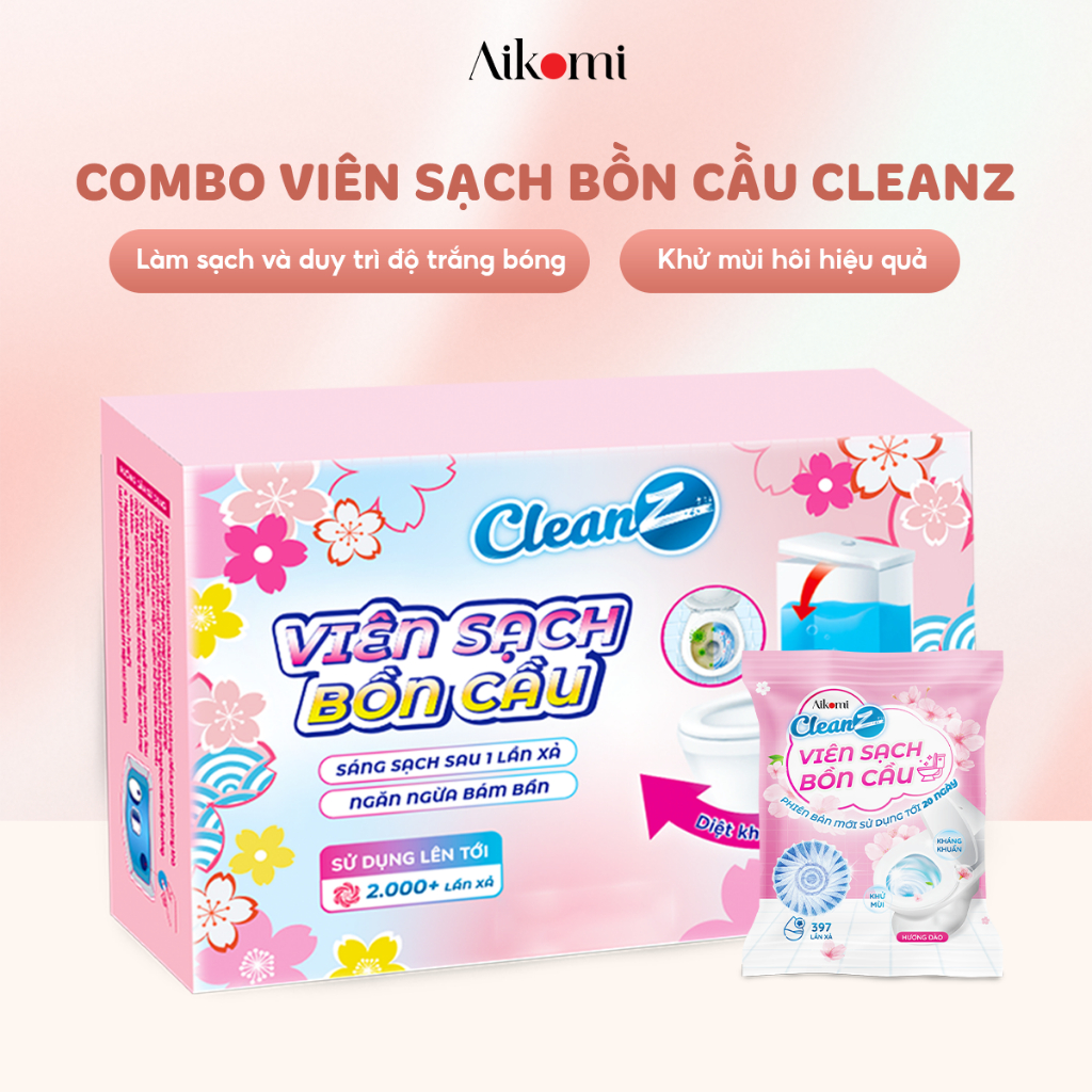 [Live] COMBO Viên sạch bồn cầu CleanZ chai thả bồn cầu sạch khuẩn tẩy ...