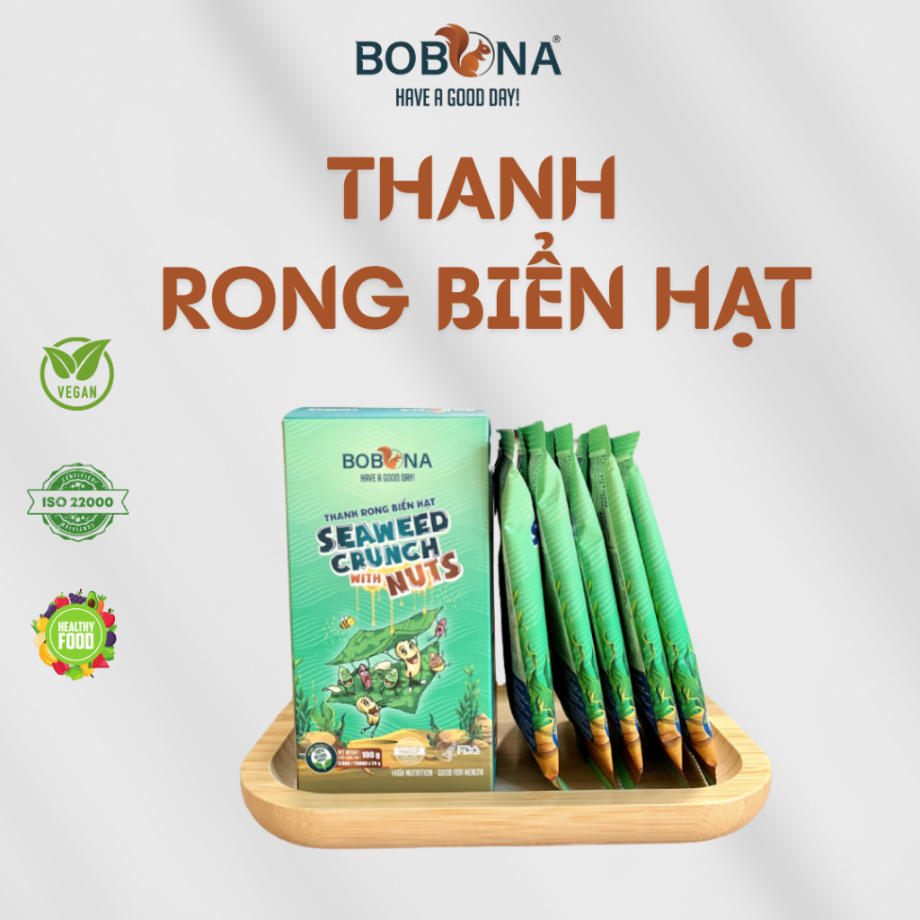 Bánh Snack Rong Biển Hạt BOBONA 98kcal Hộp 5 Thanh/Túi 120g Healthy ...
