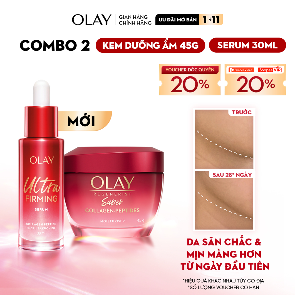 Combo 2: Kem Dưỡng Ẩm OLAY Super Collagen Peptides + Serum OLAY Ultra ...