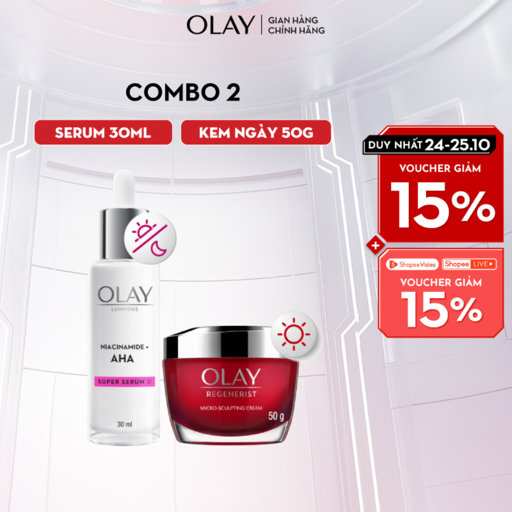 Combo 2: Kem Dưỡng Ẩm Ban Ngày OLAY REGENERIST + Super Serum OLAY ...