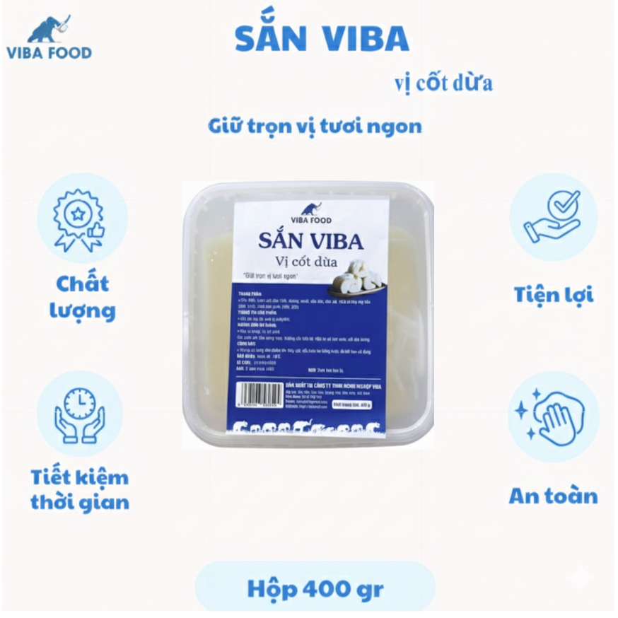 Sắn hấp vị cốt dừa VIBA FOOD 400 gr, kèm nước cốt dừa chấm siêu thơm ...