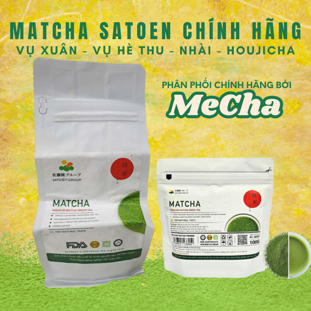 Matcha Satoen Premium vụ Xuân gói full size 1kg - 250gr | Shopee Việt Nam