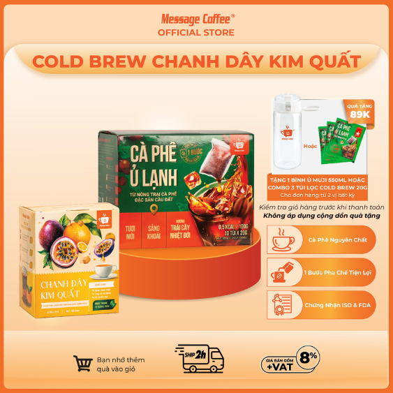 Cà phê Ủ Lạnh Cold Brew túi lọc Arabica Cầu Đất mix Chanh dây kim quất ...