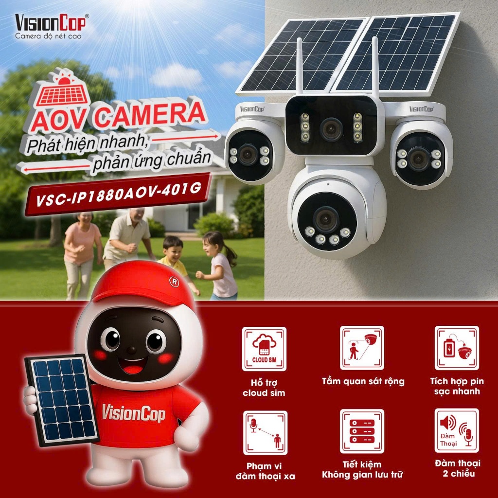 AOV Camera IP 4G Ngoài Trời 4 Mắt VSC-IP1880AOV-401G - Tích Hợp Pin ...
