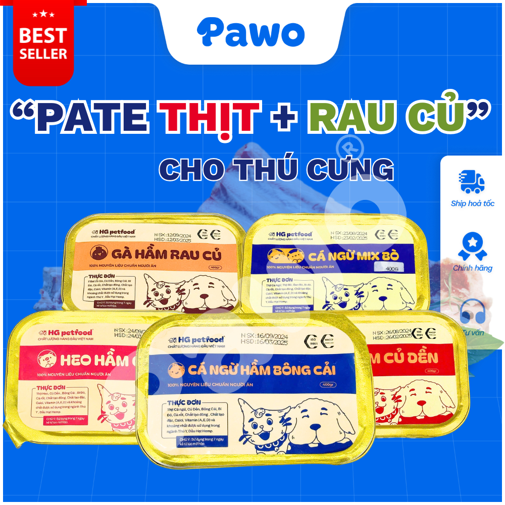 [HỎA TỐC] Thức Ăn Chó Mèo - Pate Tươi Xay Rau Củ - HG PetFood - PAWO ...