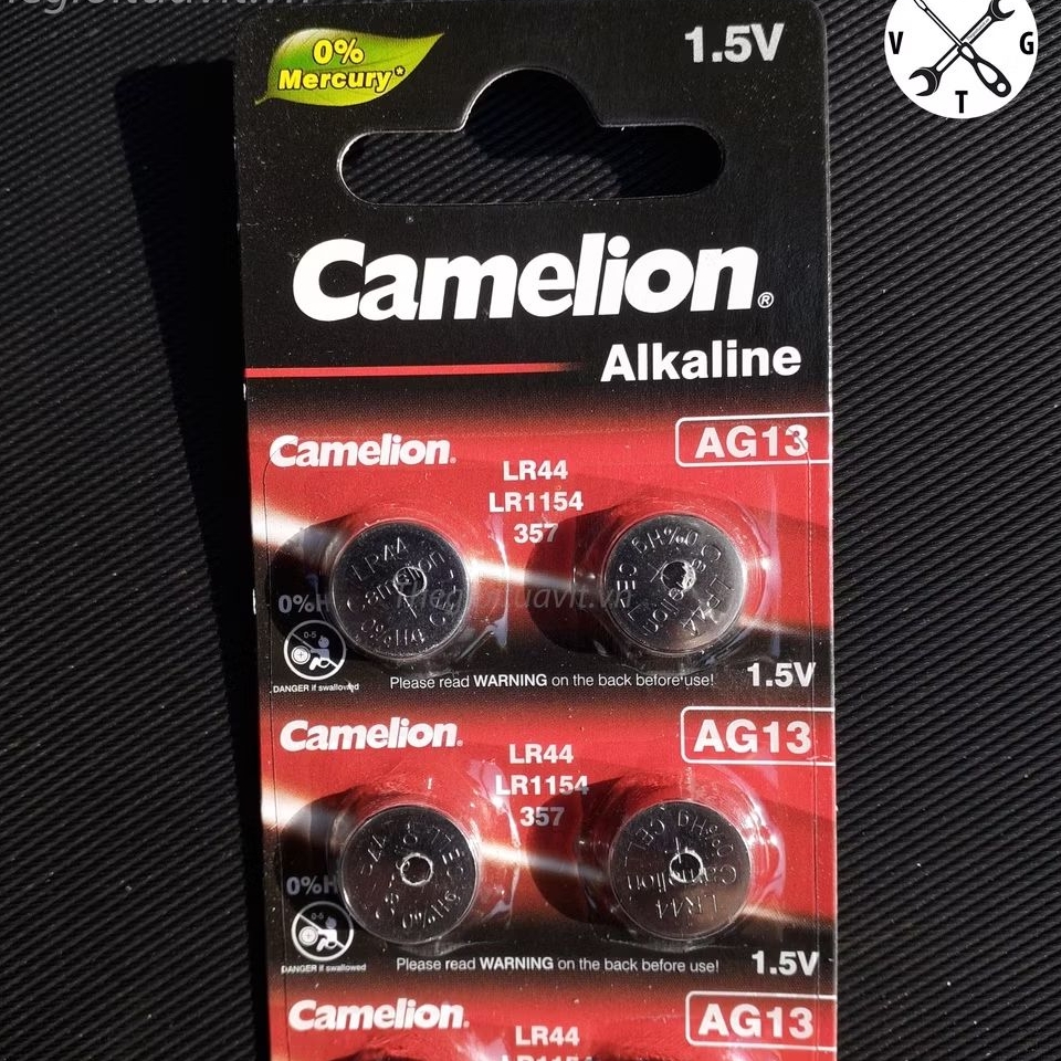 Vỉ 10 viên Pin cúc áo AG13/ LR44/ LR1154/357 Camelion Alkaline chính ...