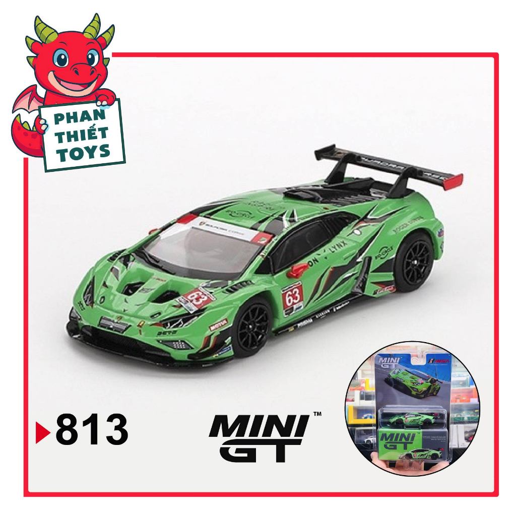 Mô hình xe Lamborghini Huracán GT3 EVO2 #63 bằng kim loại tỉ lệ 1:64 ...