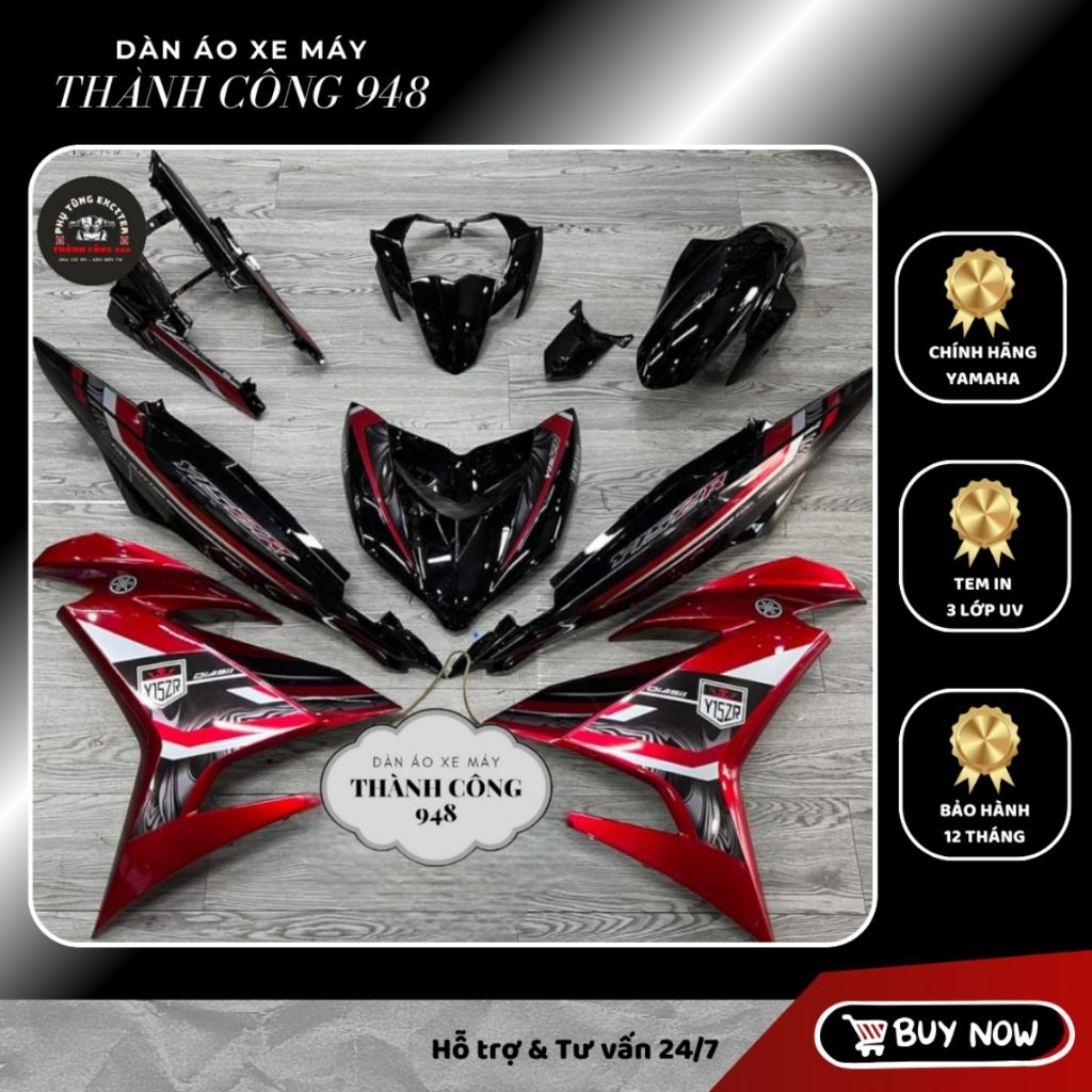 Dàn áo Exciter 150 Đỏ Đen Tem Y15ZR | Hàng Chính Hãng chuẩn đời 2015 ...