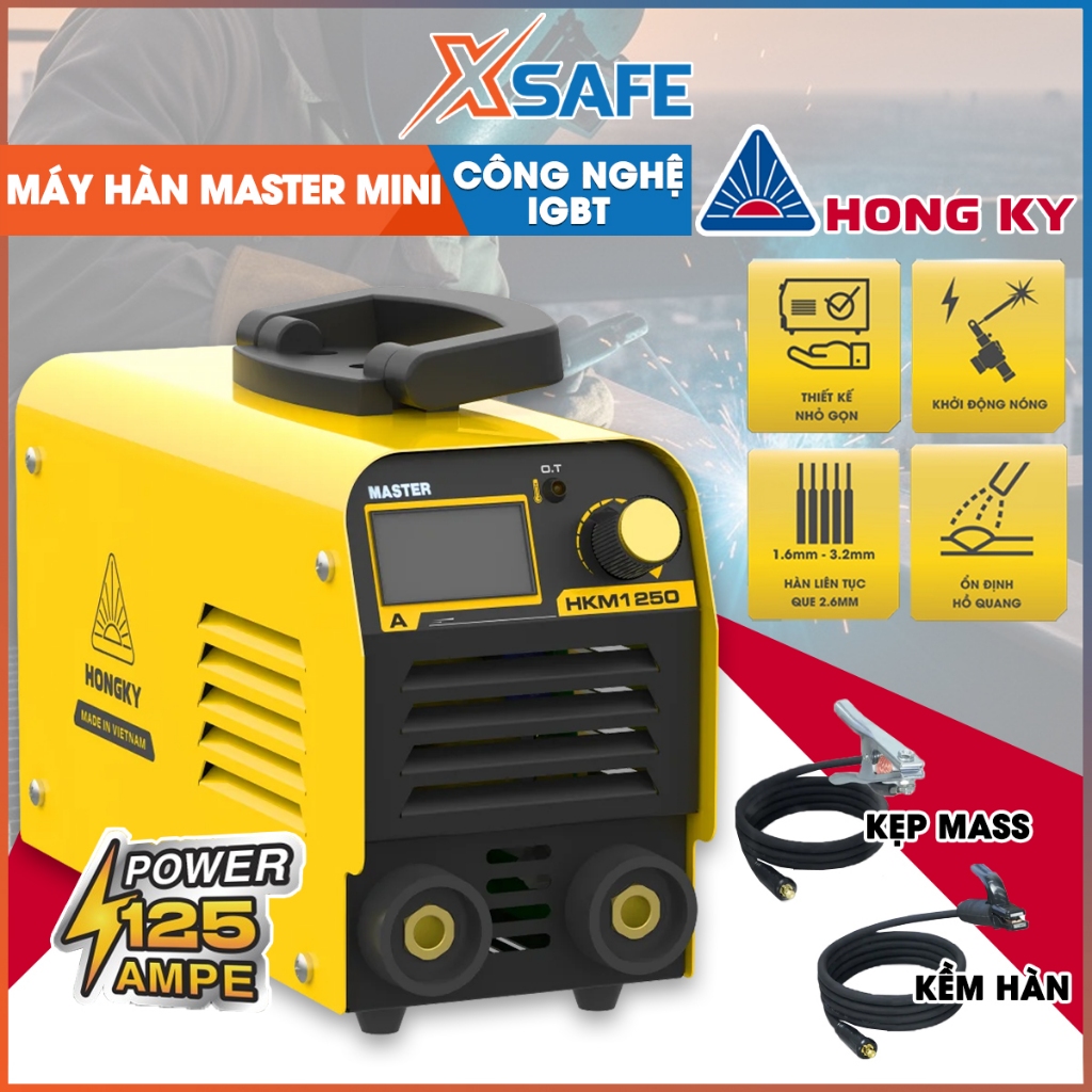 Máy hàn mini Hồng Ký HKM1250 dòng ra chuẩn 125A, hàn que 1.6-3.2mm ...