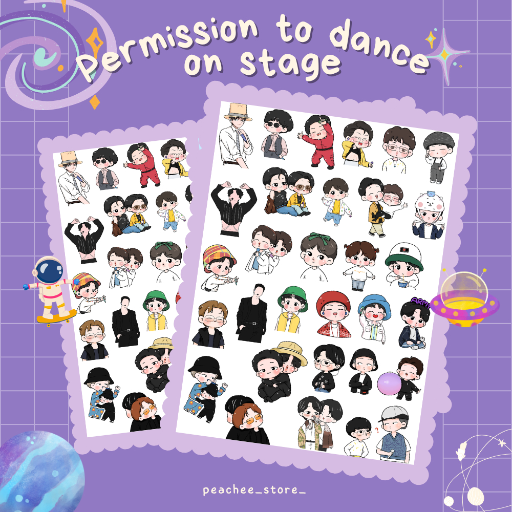 PERMISSION TO DANCE ON STAGE - set sticker khổ A4 chibi hình dán trang ...