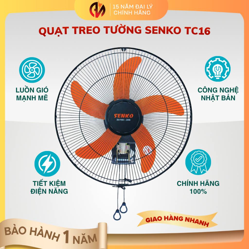[Hỏa tốc] Quạt treo tường Senko TC16 - Motor bền bỉ, gió mạnh êm ái ...