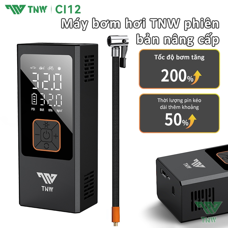 TNW CI12 Nhanh Thông minh Máy bơm Suất 90W lốp Hiển thị áp suất Bơm lốp ...