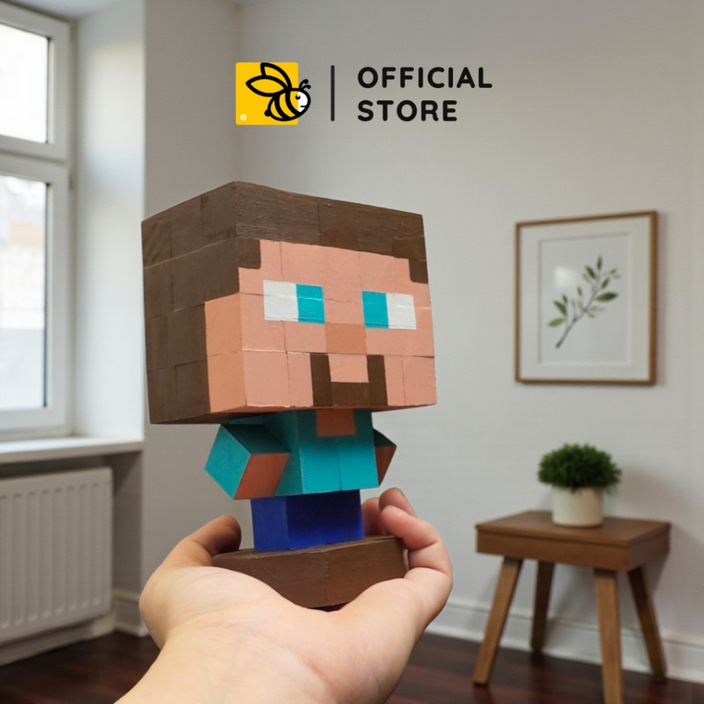 Mô Hình Minecraft Steve Gỗ Handmade | Steve Figure, Pixel Art Decor ...