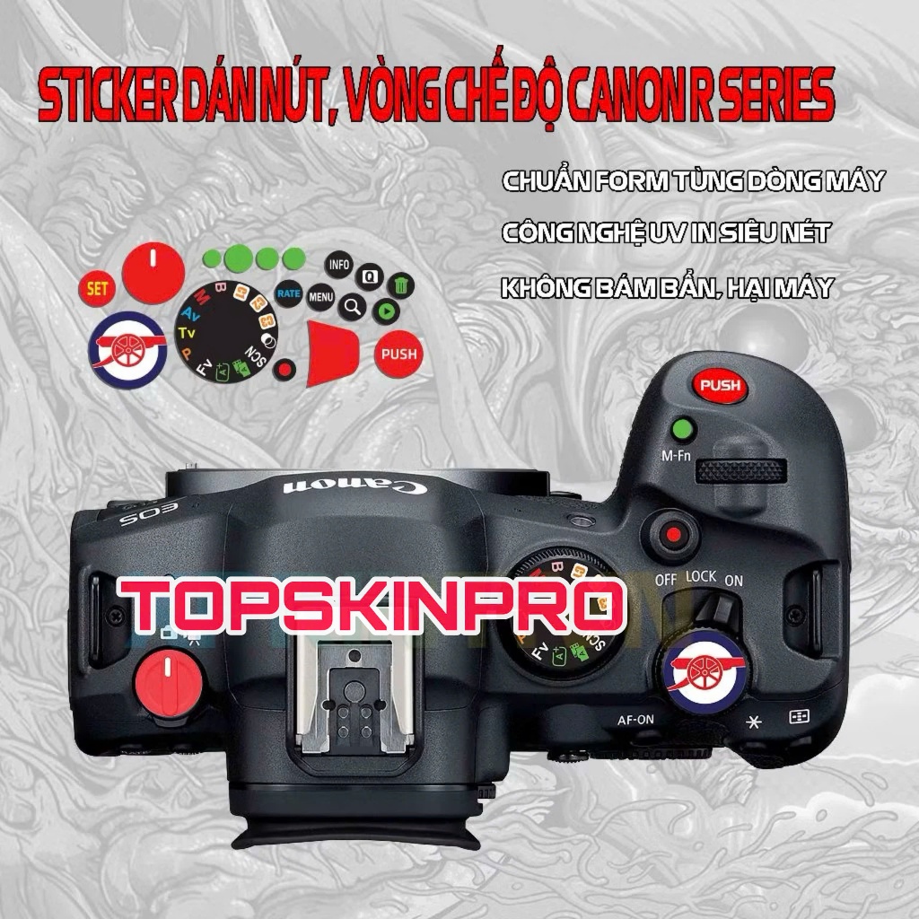 Sticker tem dán vòng chế độ máy ảnh Canon R, RP, R5, R6, Canon 5D3 ...