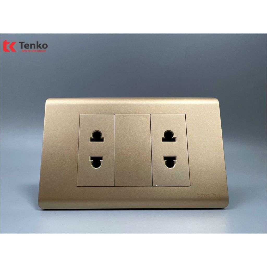 Bộ 2 Ổ Cắm 2 Chấu Điện Âm Tường Mặt Nhựa Acrylic TENKO TK-C25-019 Vàng ...