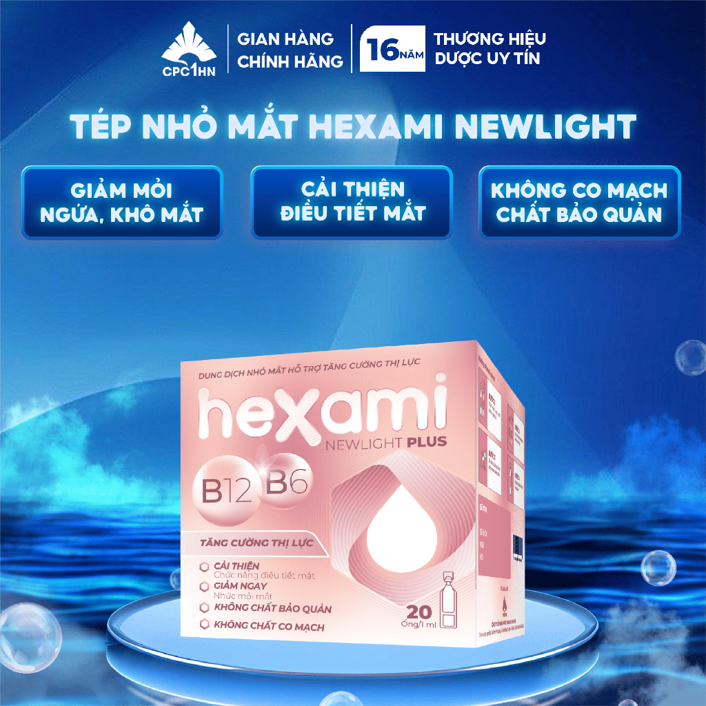 Dung dịch nhỏ mắt Hexami Newlight Plus giảm mỏi điều tiết mắt Hộp 20 ...