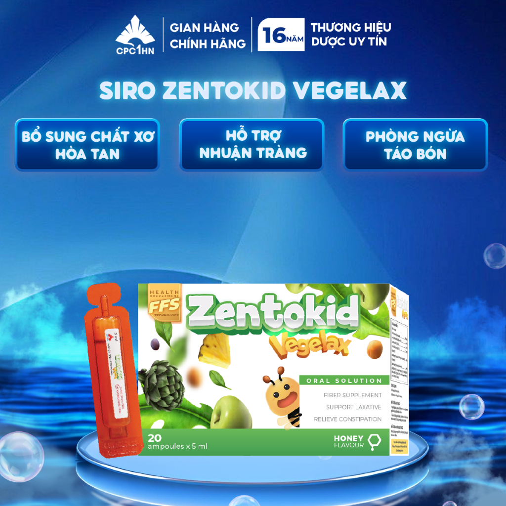Siro bổ sung chất xơ tự nhiên Zentokid Vegelax giảm táo bón cho bé Hộp ...