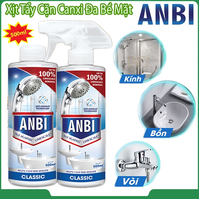 Xịt Tẩy Cặn Canxi ANBI 500ml – Làm Sạch Vết Ố, Rỉ Sét, Mảng Bám Nhà Tắm ...