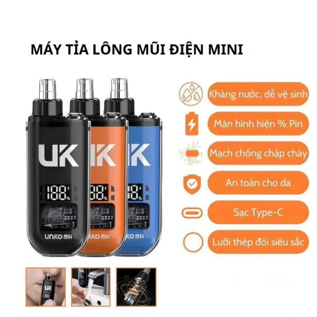 Máy cắt tỉa lông mũi mini UNKO sử dụng an toàn sạc pin, dễ dàng vệ sinh ...