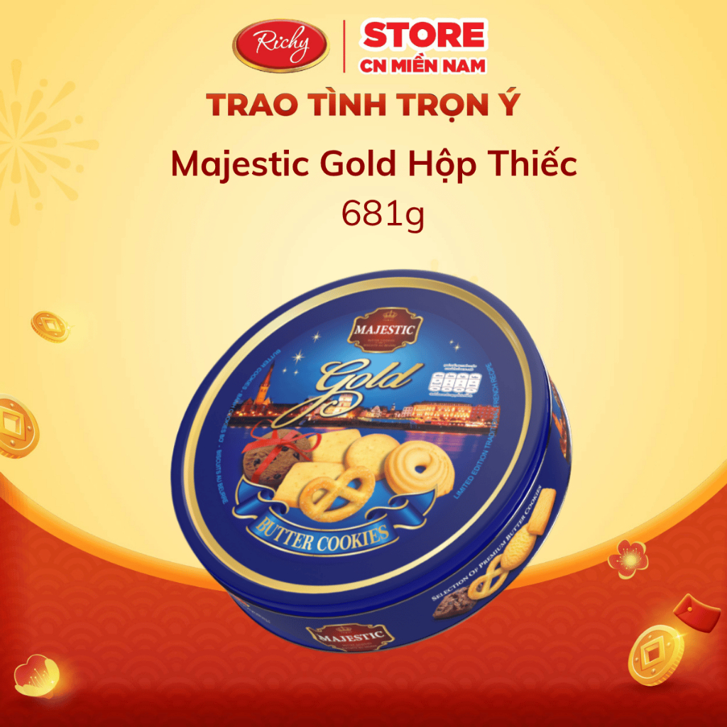 Hộp Bánh Quy Bơ Cookies Majestic Gold Richy - Hộp Thiếc 681g | Shopee ...