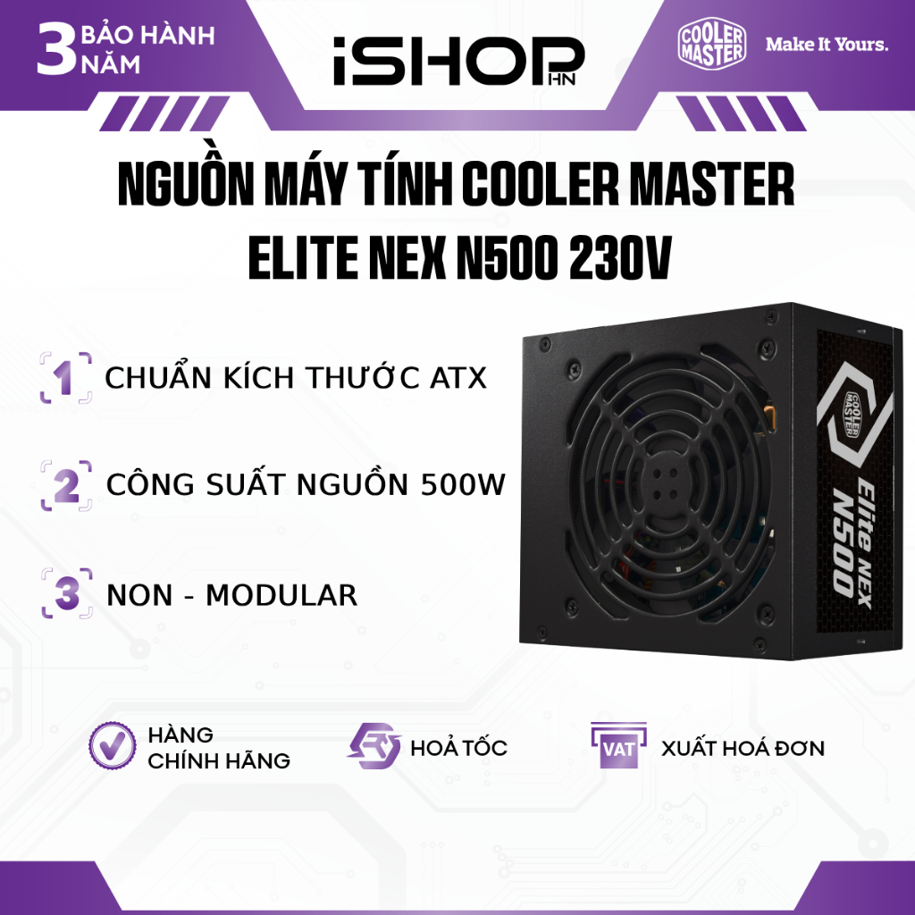 Nguồn Máy Tính Cooler Master Elite NEX N500 230V A/EU Cable 500W ...
