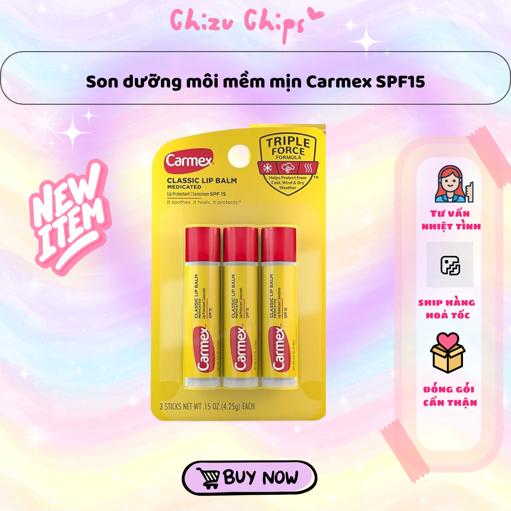 Son dưỡng môi mềm mịn bảo vệ môi khỏi nứt nẻ Carmex SPF15 | Shopee Việt Nam
