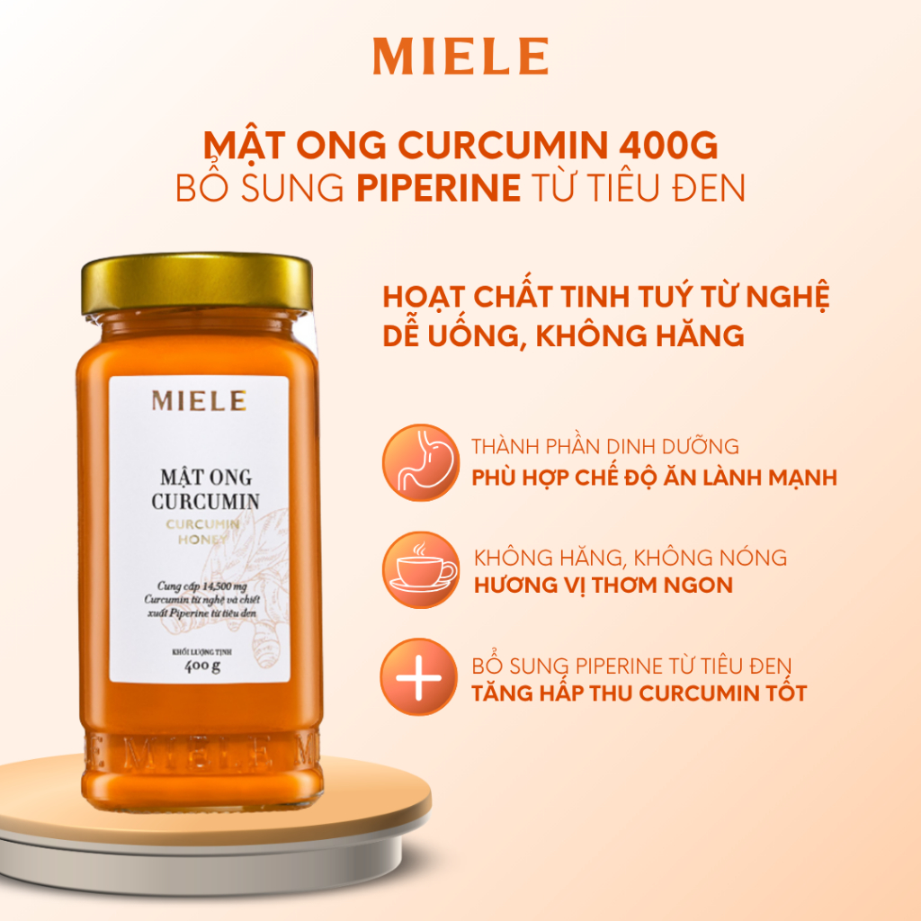 Mật Ong Curcumin Miele (Hộp Stick Tiện Lợi 15 gói x 15g, Hũ 250g, 400g ...