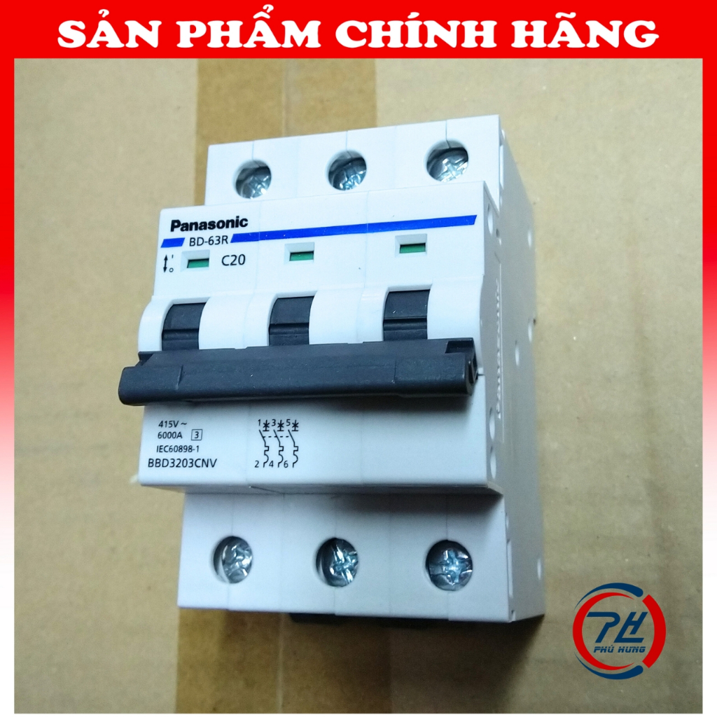 Aptomat 3P Panasonic chính hãng - MCB 3 cực 16A 20A 25A 32A 40A 50A 63A ...
