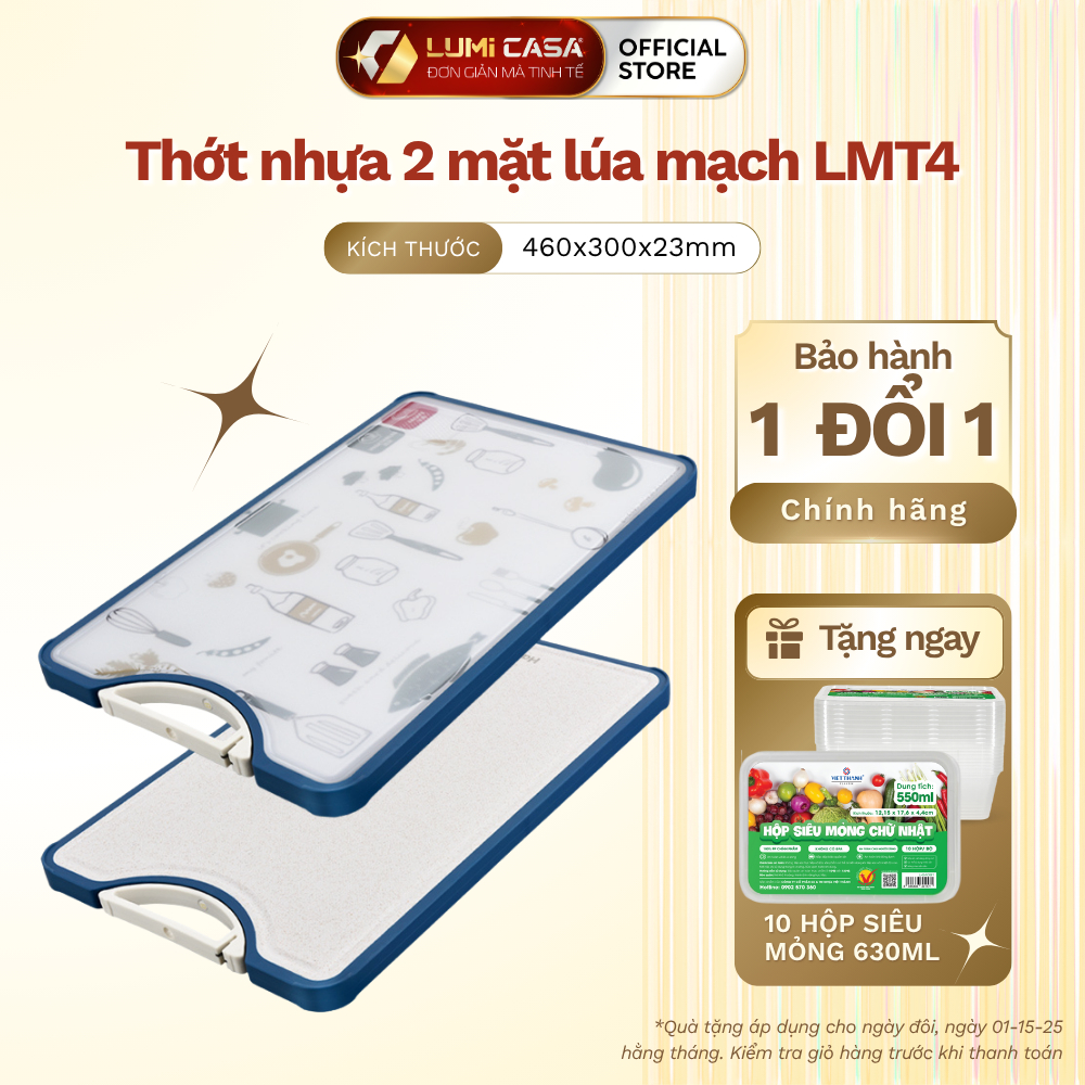 Thớt Nhựa 2 Mặt Lúa Mạch Kháng Khuẩn Cao Cấp LUMICASA LMT4 Có Rãnh Mài ...