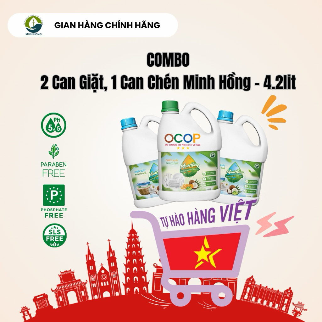 Combo 2 Can Nước Giặt & 1 Can Rửa Chén Sinh Học Minh Hồng 4.2lit ...