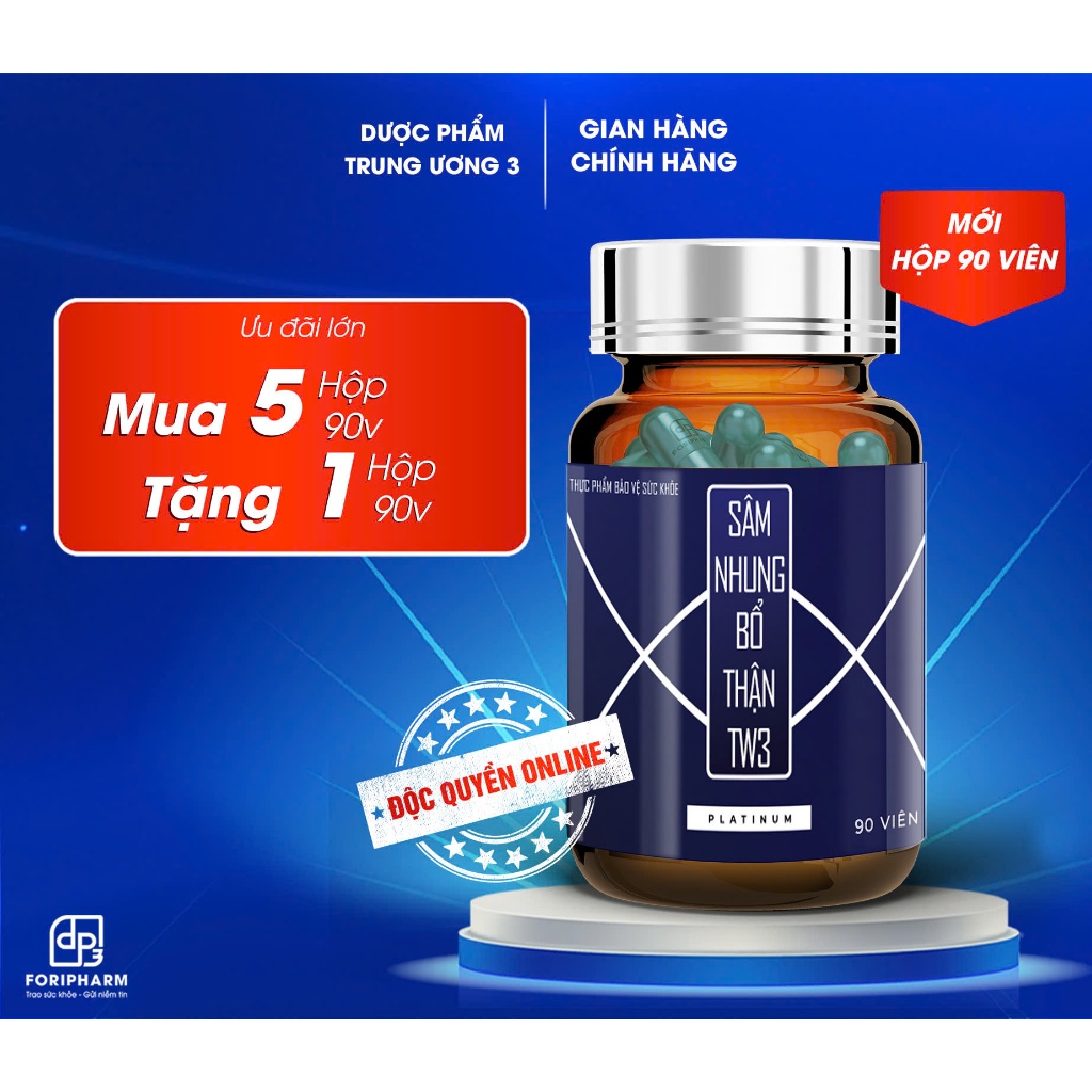 COMBO 5+1 SÂM NHUNG BỔ THẬN TW3 PLATINUM Mới – Hộp 90 viên - Công thức ...