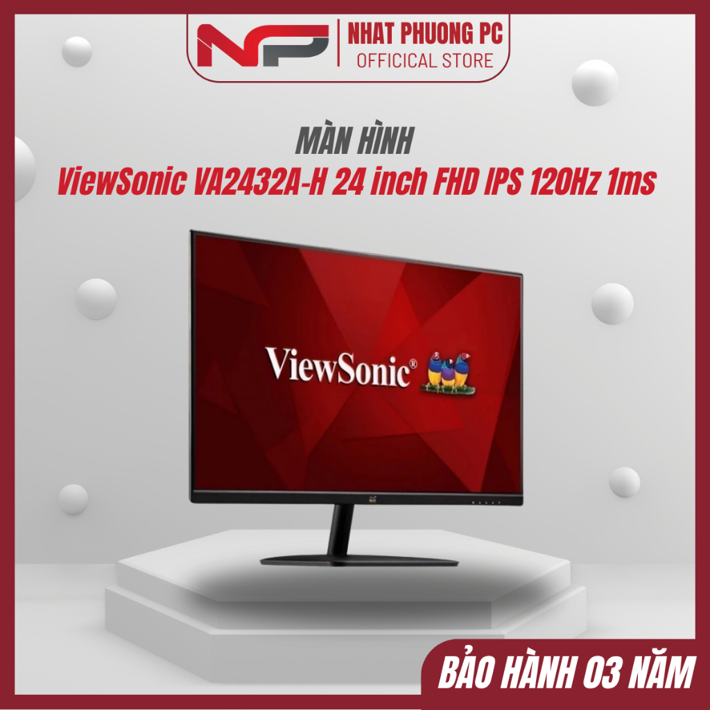 Màn Hình ViewSonic VA2432A-H VA2432-H Trắng/Đen 24 inch FHD IPS 100 ...