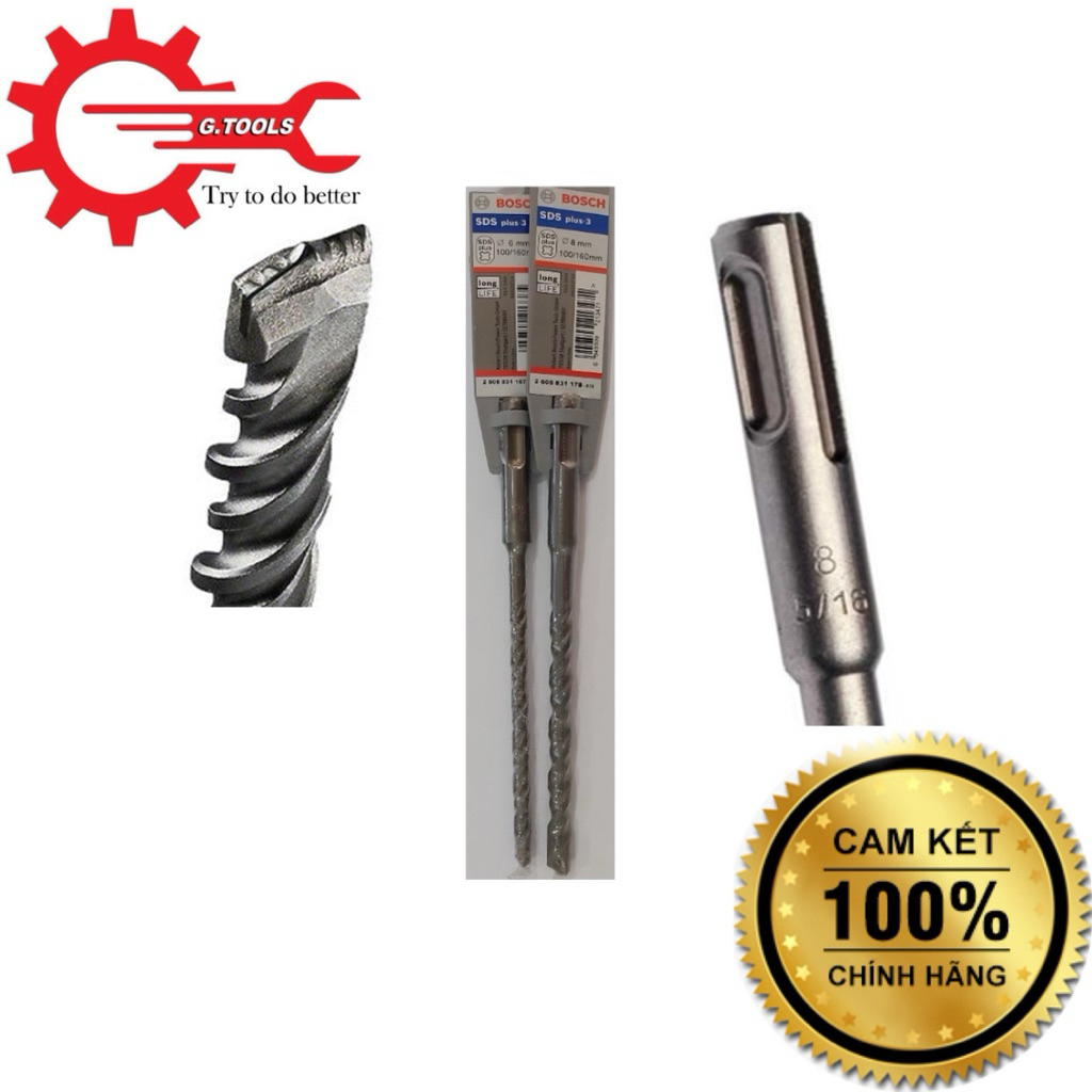 Mũi khoan bê tông đuôi gài SDS plus-3 BOSCH (CHÍNH HÃNG) | Shopee Việt Nam