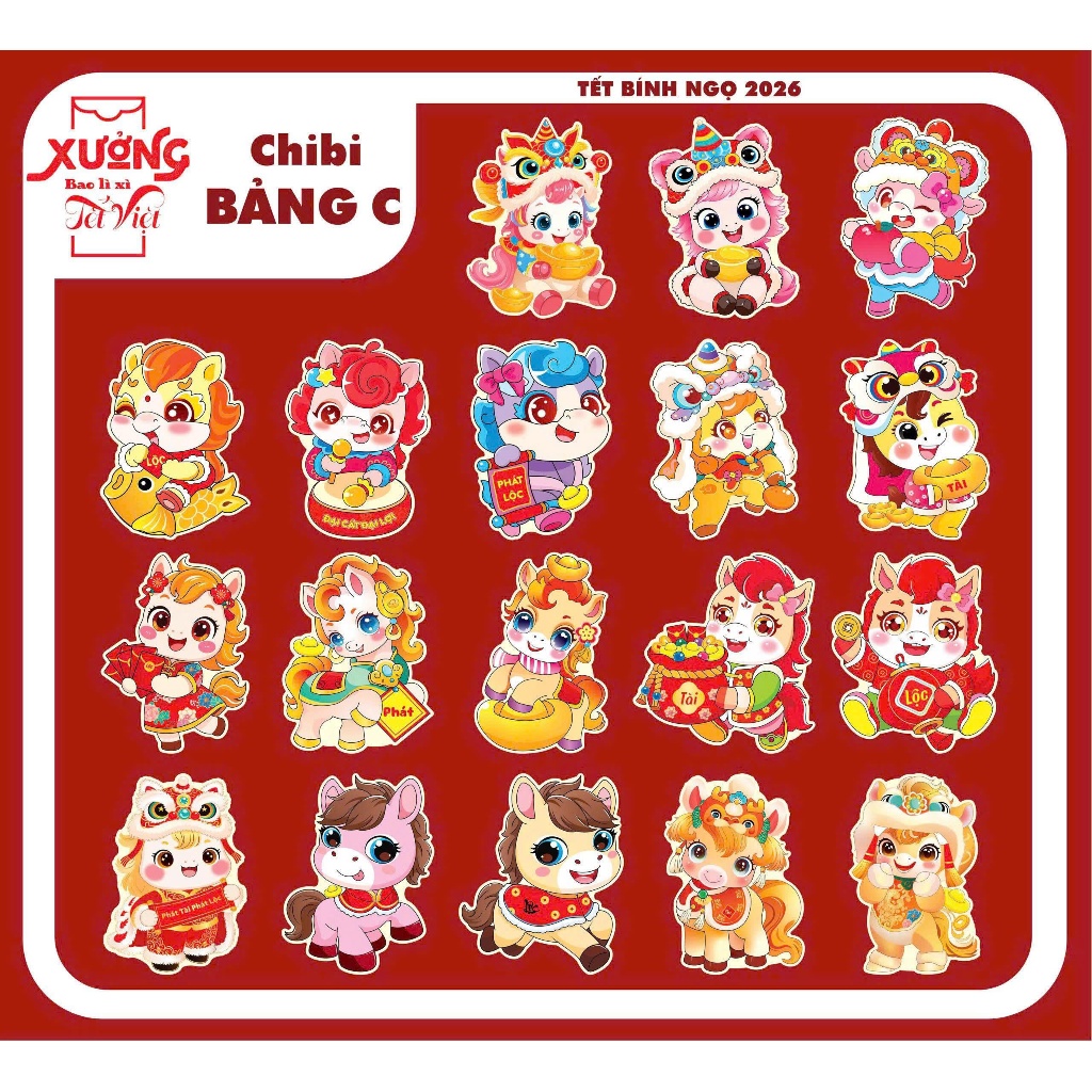 Combo 100 Bao Lì Xì 2025 Chibi, Loại Dày, Phản Quang Tết 2025 Chipi Cực ...