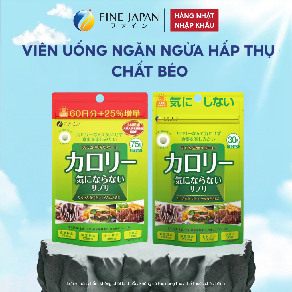 Viên uống chống hấp thụ Calories Burn Fine Japan hỗ trợ giảm cân, hạn ...