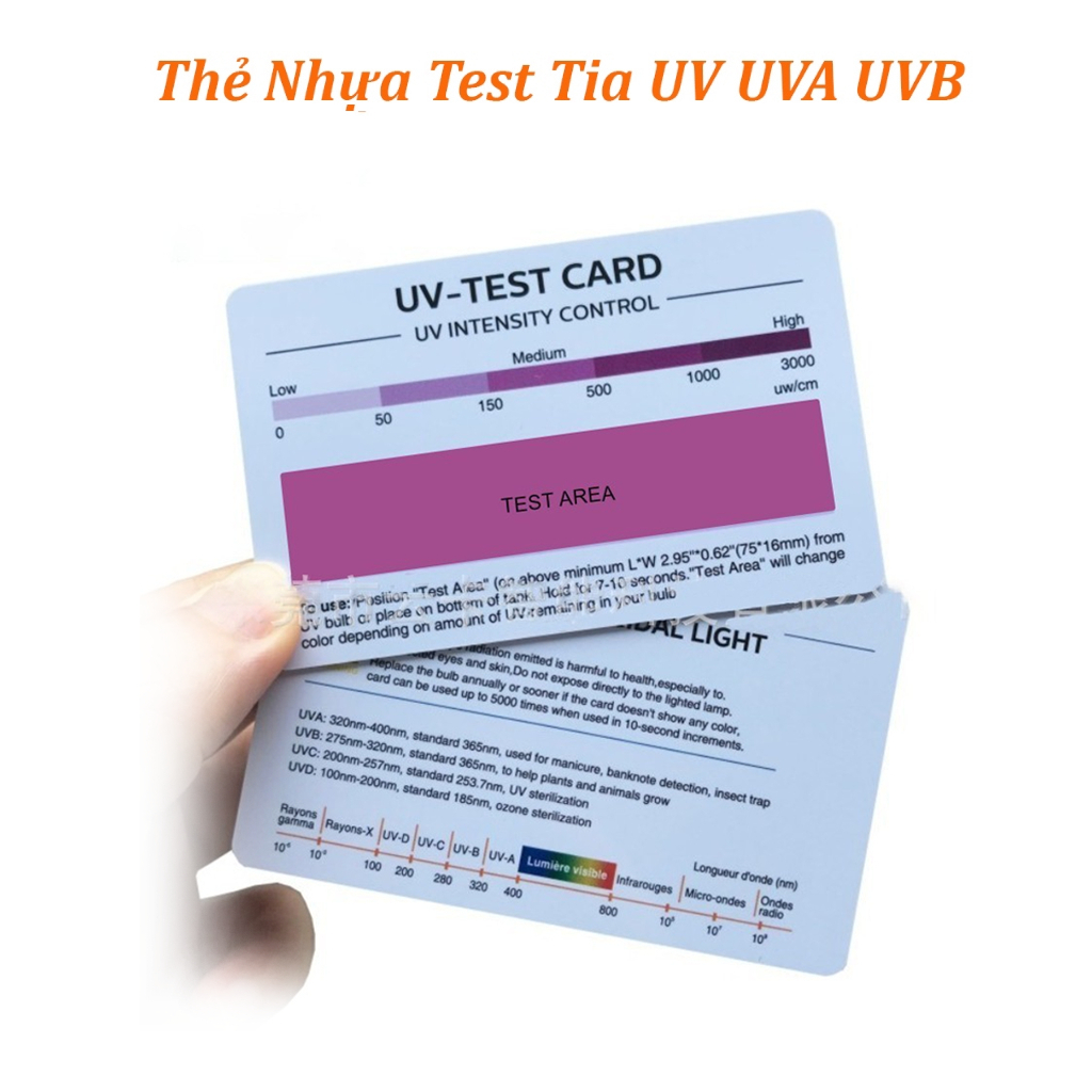 Thẻ Nhựa Cứng Test Tia UV / UVA / UVB Bản Tiếng Anh ( UV Light Test PVC ...