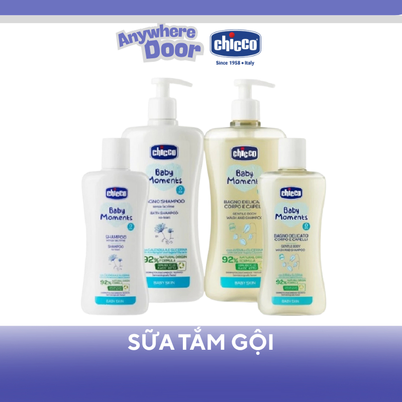 Sữa tắm gội Chicco chiết xuất Yến mạch/ Hoa cúc cho bé 0M+ 200ml/500ml ...