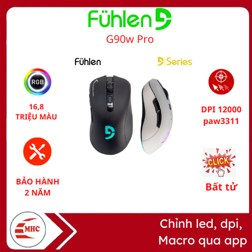 Chuột Fuhlen G90W PRO Chính Hãng, Kết nối 3 chế độ linh hoạt Type-C, 2 ...
